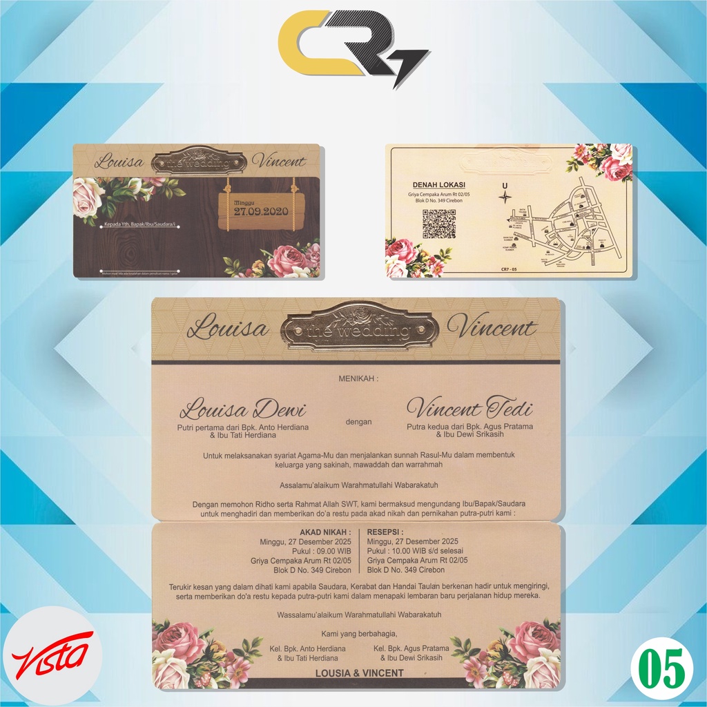 Jual Undangan pernikahan blangko 05 CR7 nikah wedding simple murah elegan enrekang harga ukuran ...