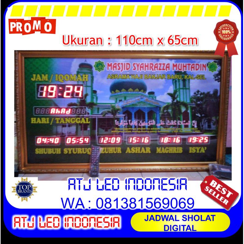 Jual jadwal sholat digital jam masjid lampu LED jam adzan iqomah ...