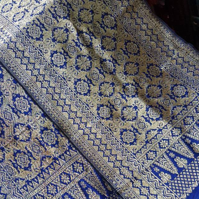 Jual Songket palembang lepus biru elektrik kristal gold | Shopee Indonesia