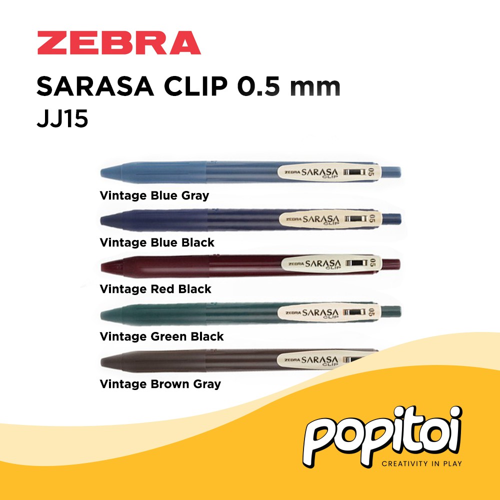 ZEBRA SARASA CLIP JJ15 Gel Pen 0.5 mm Vintage Pulpen | Shopee Indonesia
