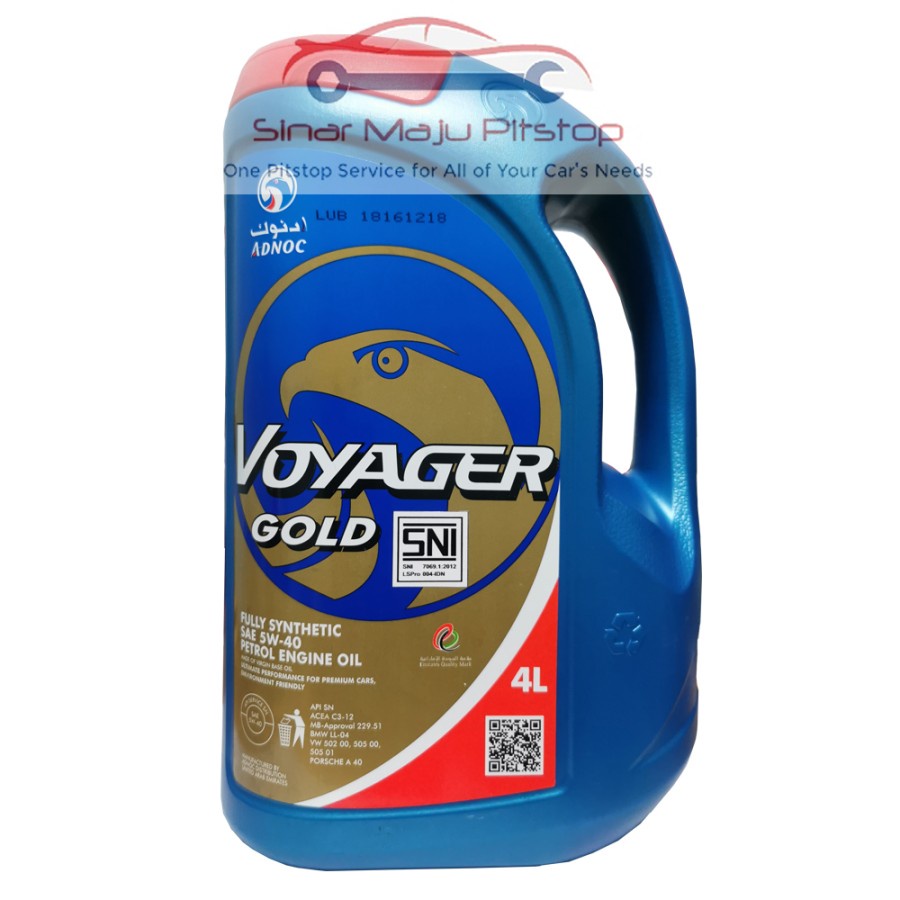 Jual ADNOC VOYAGER GOLD 5W-40 API SN Fully Synthetic Original 4 Liter ...