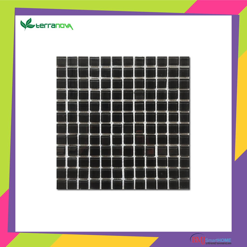 Jual KERAMIK MOZAIK KACA BLACK POLOS UK 30X30 CM Indonesia|Shopee Indonesia