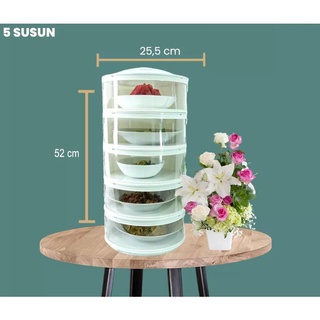 Jual rak tudung saji susun 5 akrilik bening tutup sliding plastik tetap ...