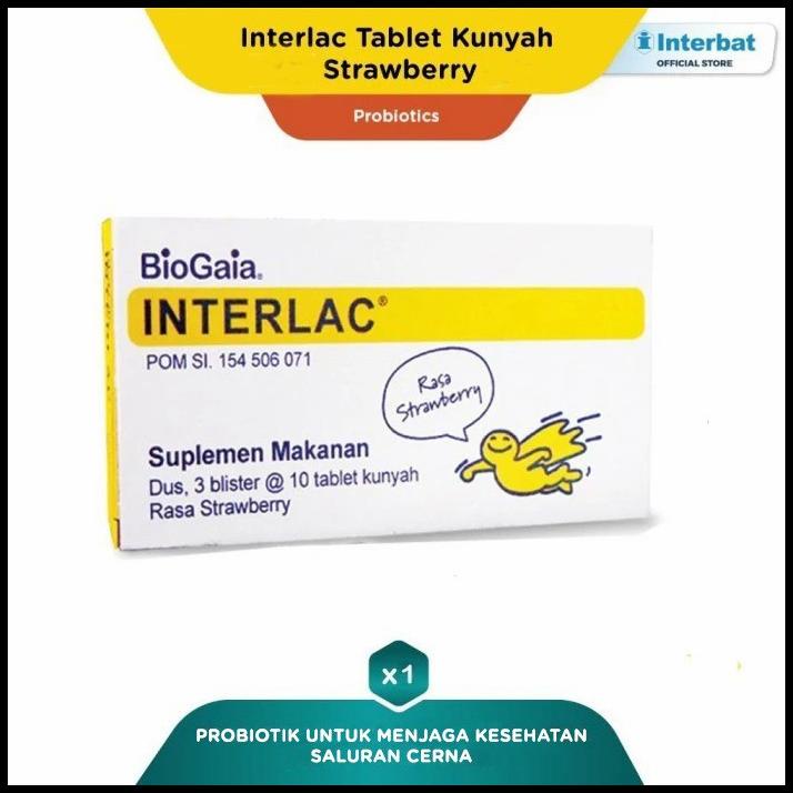 Jual Interlac Probiotik Tablet Kunyah Strawberry - 3 Blister @10 Tablet ...