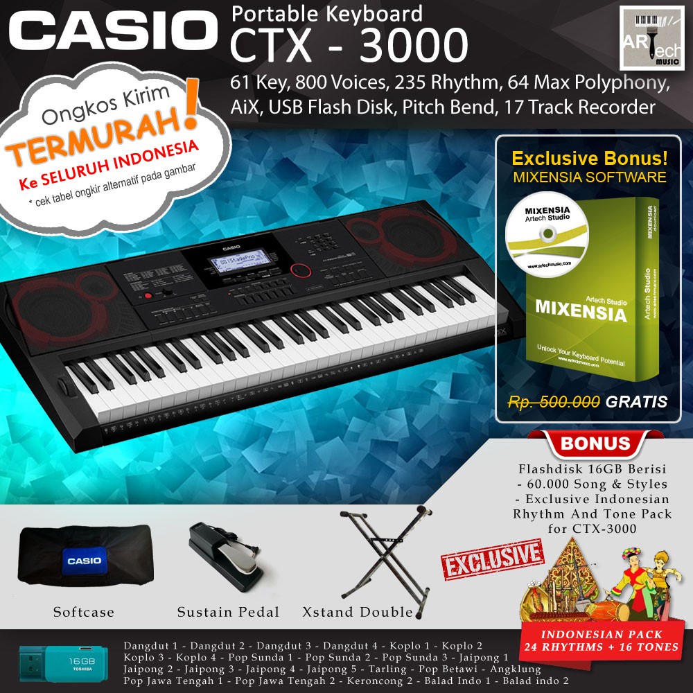 Keyboard Casio CTX-3000 + Stand / CT-X3000 / CTX3000 (diatas psr e463 ...