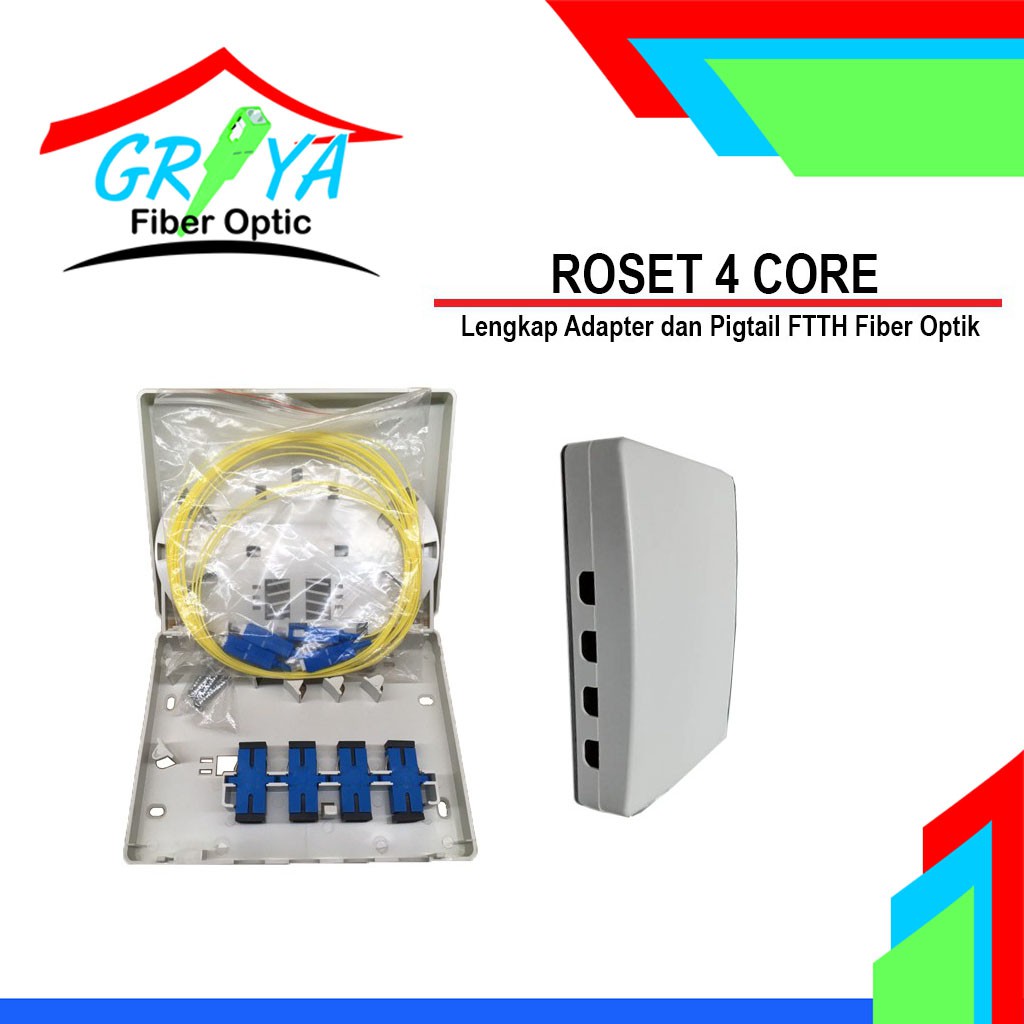 Jual Roset 4 core/ Roset FTTH 4 core lengkap adapter dan pigtail fiber ...