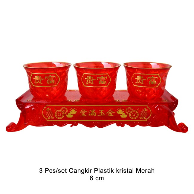 Jual Cangkir Puja Persembahan Altar Sembahyang Akrilik 3 pcs/set merah ...