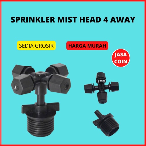 Jual SPRINKLER SPRAYER HEAD 4 WAY MIST NOZZLE MISTI + Fitting Drat ...