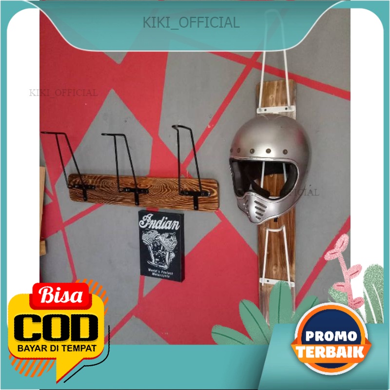 Jual KD DCA / RAK 4 HELM MIX KAYU / RAK HELM KAYU AESTETIK / RAK ...