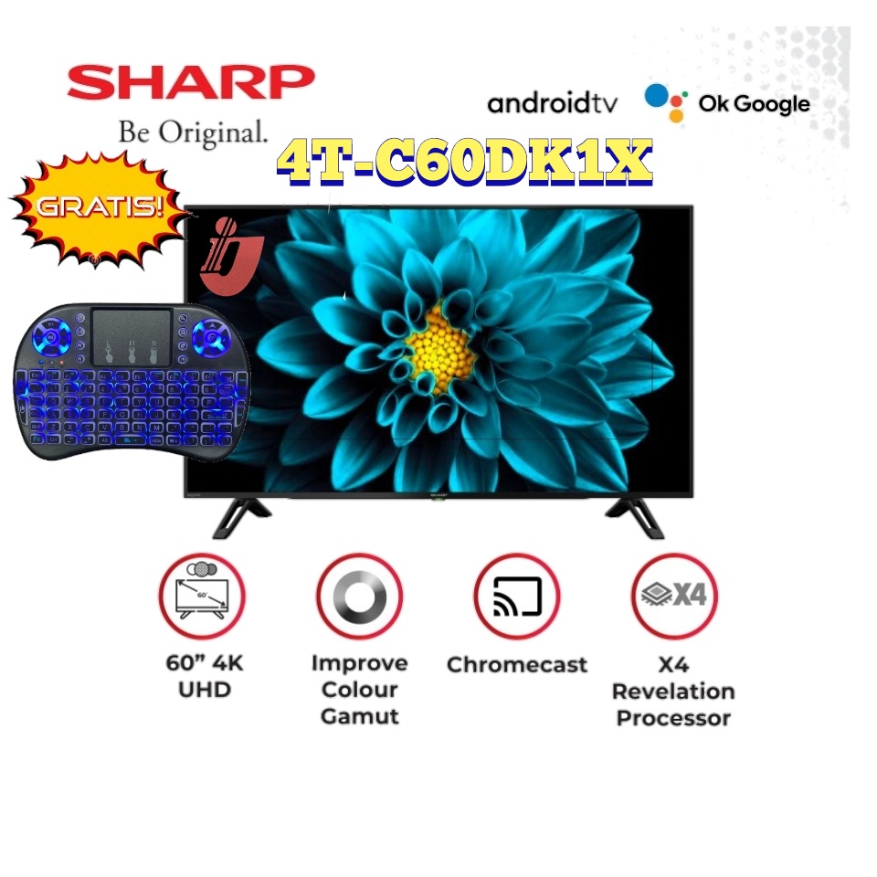 Jual SHARP 60 Inch 4T-C60DK1X LED TV 4K Ultra-HDR Android TV New Series ...