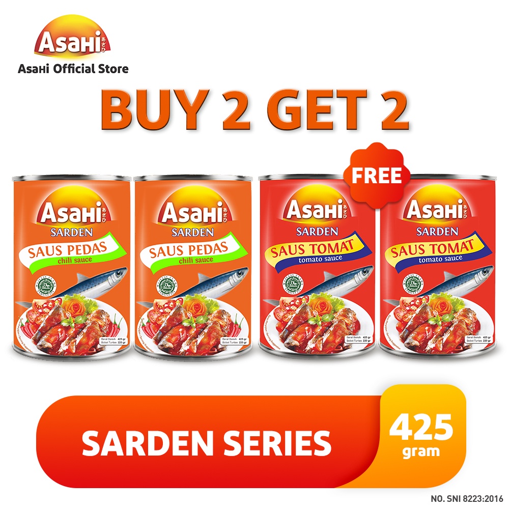 Jual AsaHi Sarden Saus Pedas 425 gr - Buy 2 Get 2 Sarden Saus Tomat 425 ...