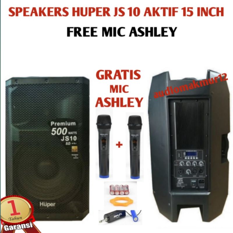 Jual speaker aktif Huper JS 10 /js10 original 500watt USB free mic ...