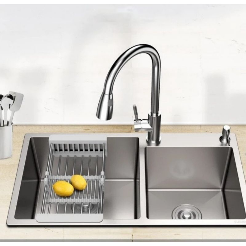 Jual KITCHEN SINK JKM 8245 DUA LUBANG STAINLESS SUS 304 PAKET LENGKAP ...