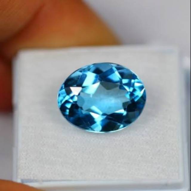 Jual Natural swiss topaz / batu asli blue topas Swiss ukuran 12mm (1 ...