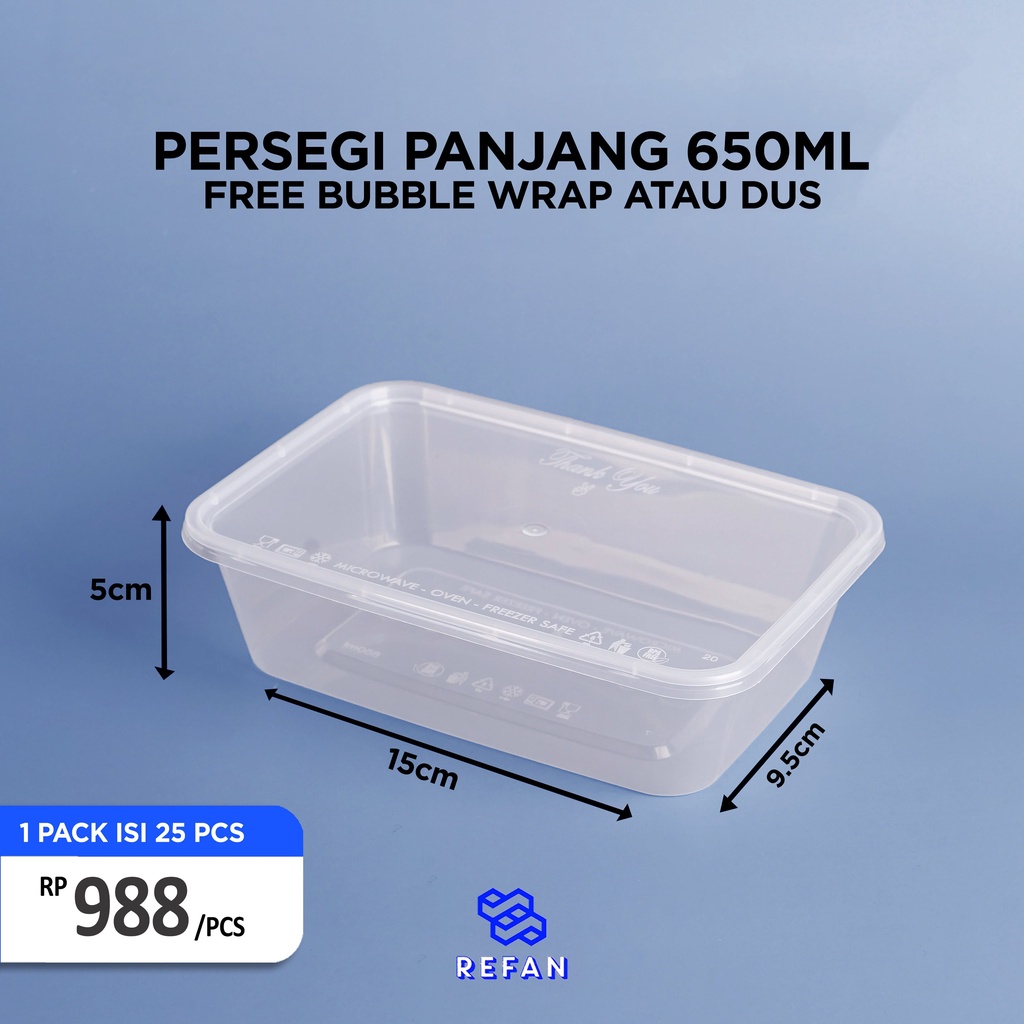 Jual Thinwall 650ml food container box tempat kotak makanan plastik ...