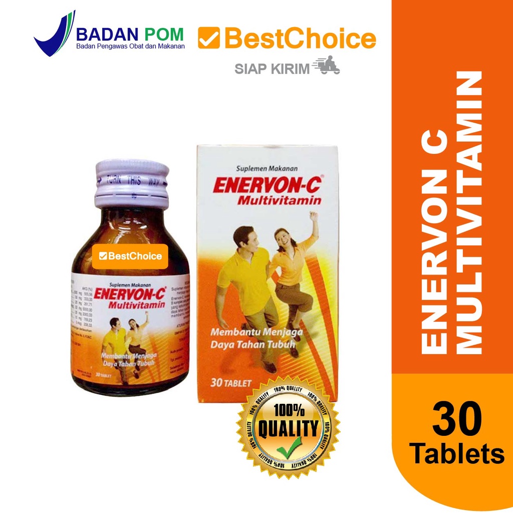 Jual Enervon-C Multivitamin isi 30 tablet 30tab EnervonC botol | Shopee ...