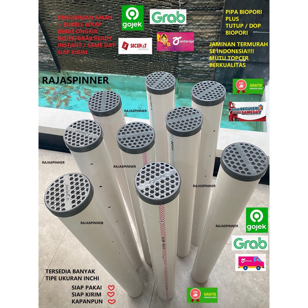 Jual Pipa Biopori D 4" inch 80 cm lubang resapan + tutup / Dop Biopori ...