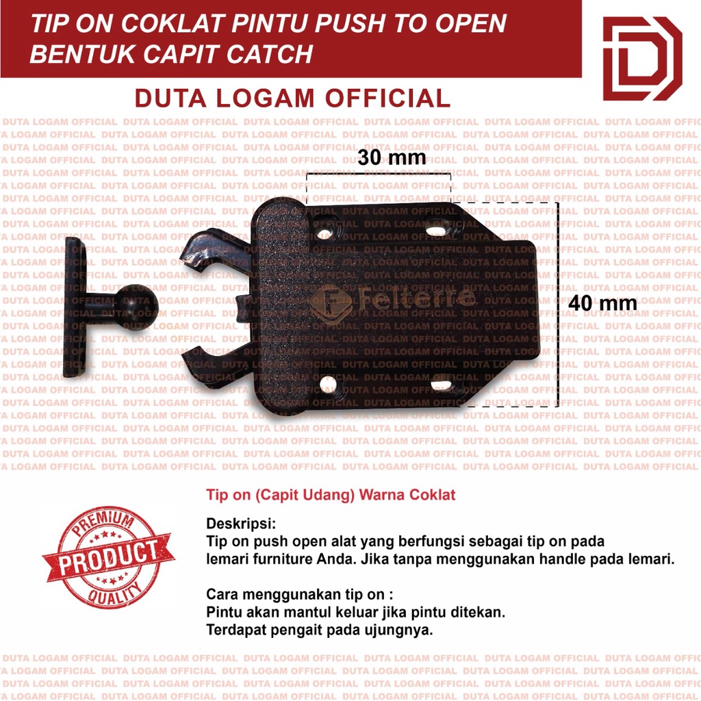 Jual TIP ON COKLAT & PUTIH PINTU PUSH TO OPEN BENTUK CAPIT CATCH ...