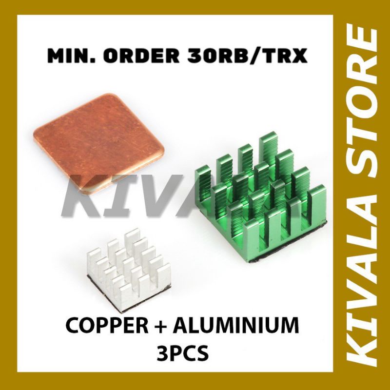Jual Heatsink Raspberry Premium aluminum copper tembaga 3 pcs | Shopee ...