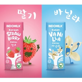 Jual Indomilk Susu UHT Korean Strawberry Flavour 180 ml | Shopee Indonesia