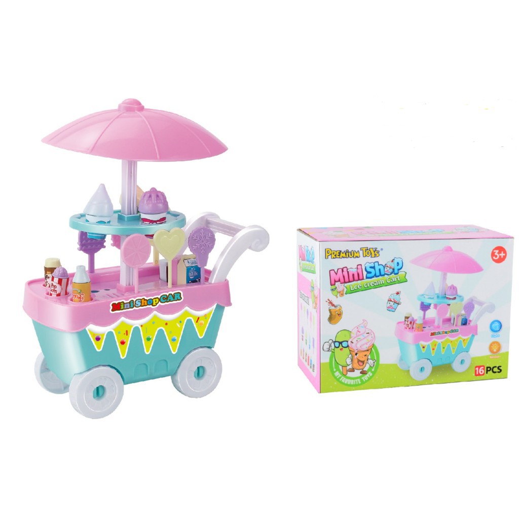Jual MAINAN ANAK PEREMPUAN MINI SHOP ICE CREAM CART TROLLEY 6831 ...