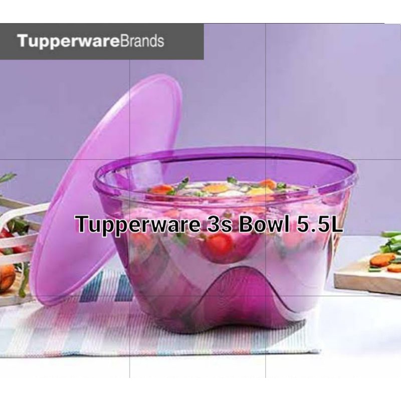 Jual Tupperware 3s Salad Bowl 5.5L (1 Pcs) - Purple // Wadah Tempat Saji Sayur Salad Sop Buah ...