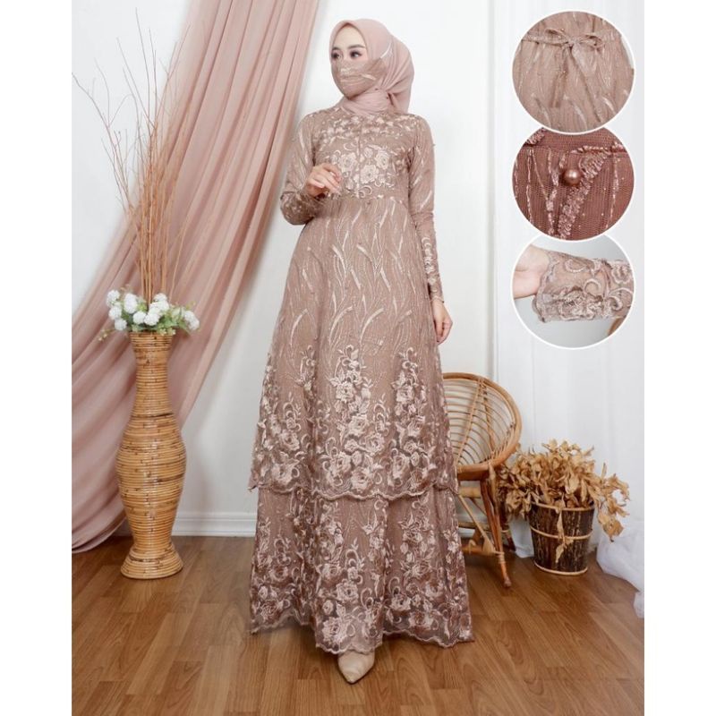Jual Gamis Tile Tingkat Maxi Dress Gamis Kondangan Kebaya Modern | Shopee Indonesia