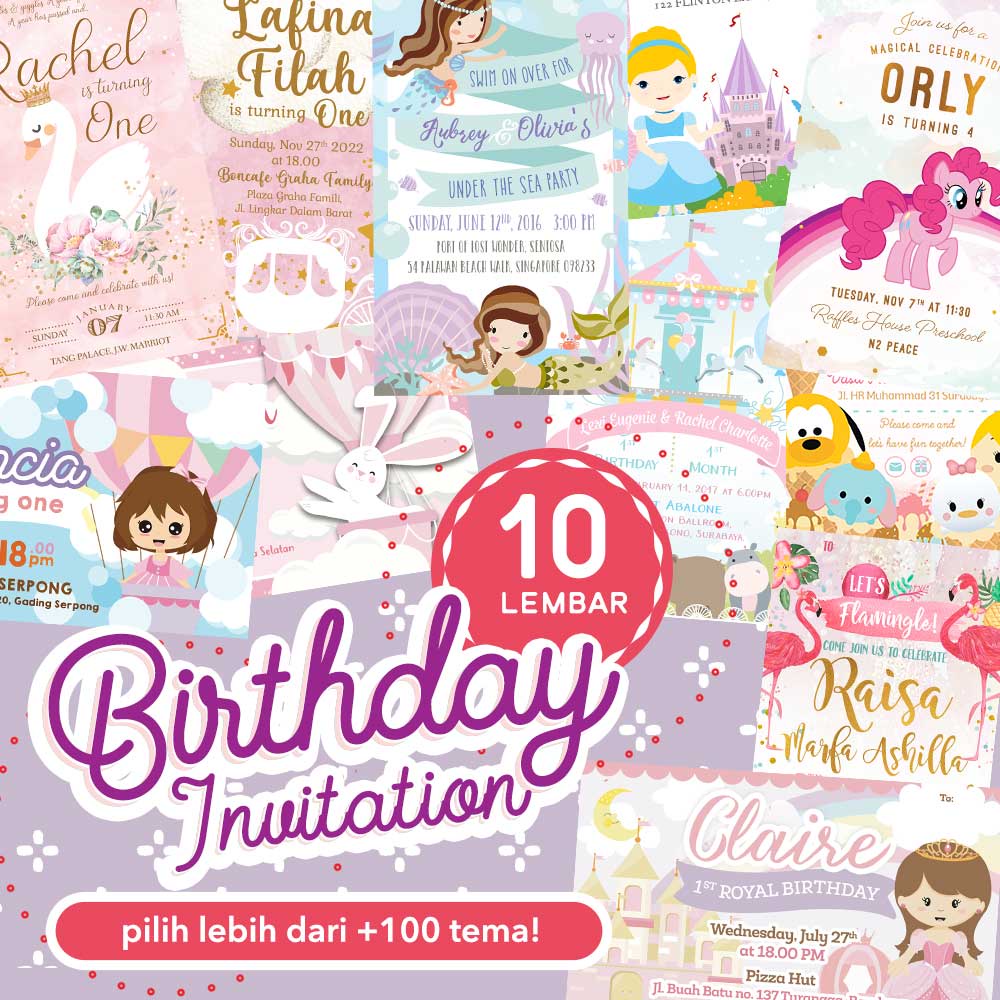 Jual 10pcs Undangan Ultah Anak / Girl Birthday Party Invitation / CUSTOM Invitation Bday / Kartu ...