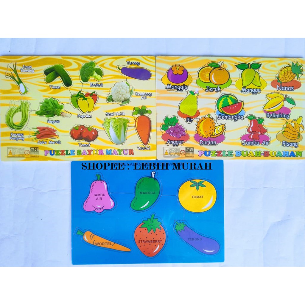 Jual Mainan Edukasi Anak Puzzle Kayu SNI Gambar Aneka Sayur Mayur Dan ...