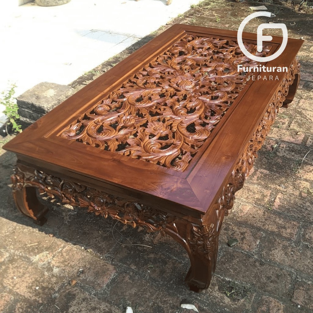 Jual Meja Tamu Jati Ukir Jepara | Meja Kopi Ketapang Antik | Shopee ...