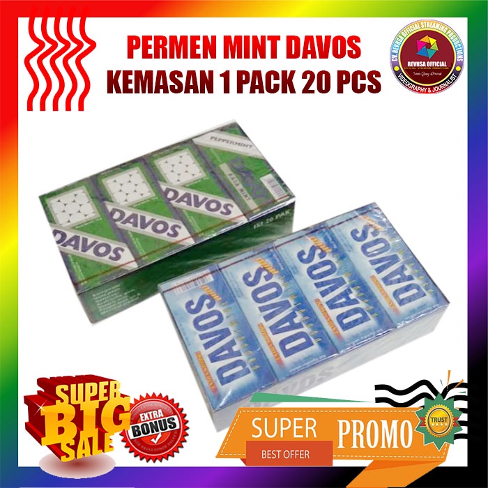 Jual Permen Mint Hangat DAVOS LUX 15gr Berhadiah Kemasan 1 pack isi 20 ...