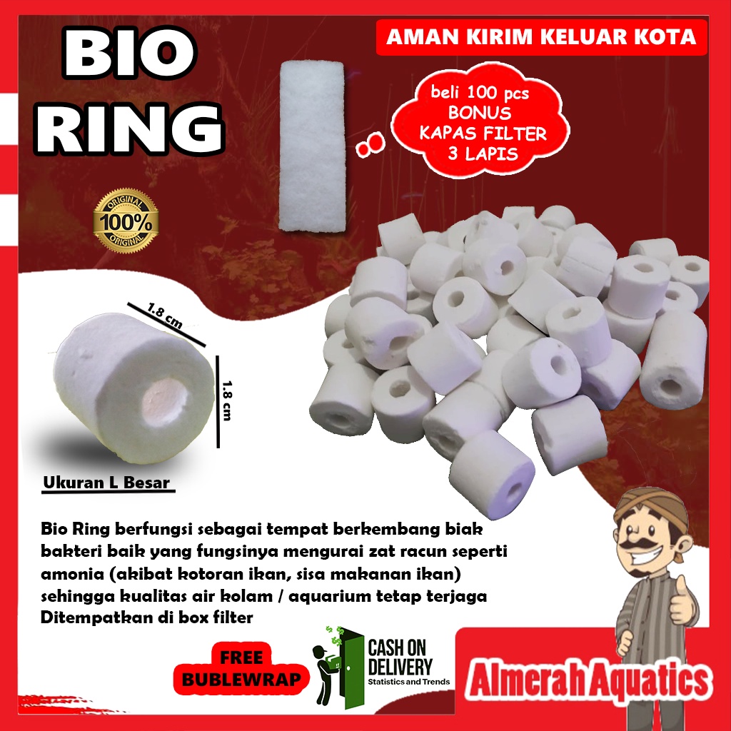 Jual Bio Ring media filter aquarium kolam ukuran L Besar per pcs ...