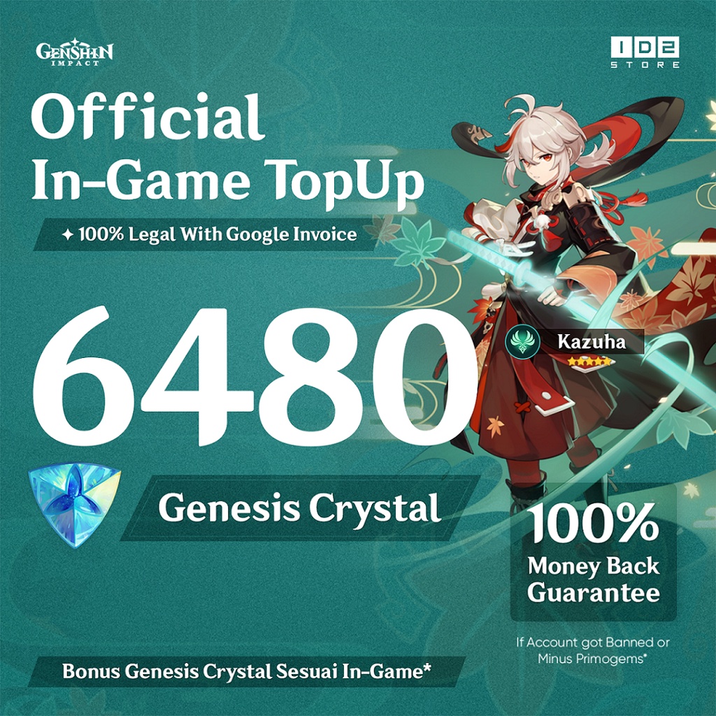 Jual Topup Genshin Impact Legal dengan Invoice ASLI 6480gc 3280gc genesis crystal Indonesia ...