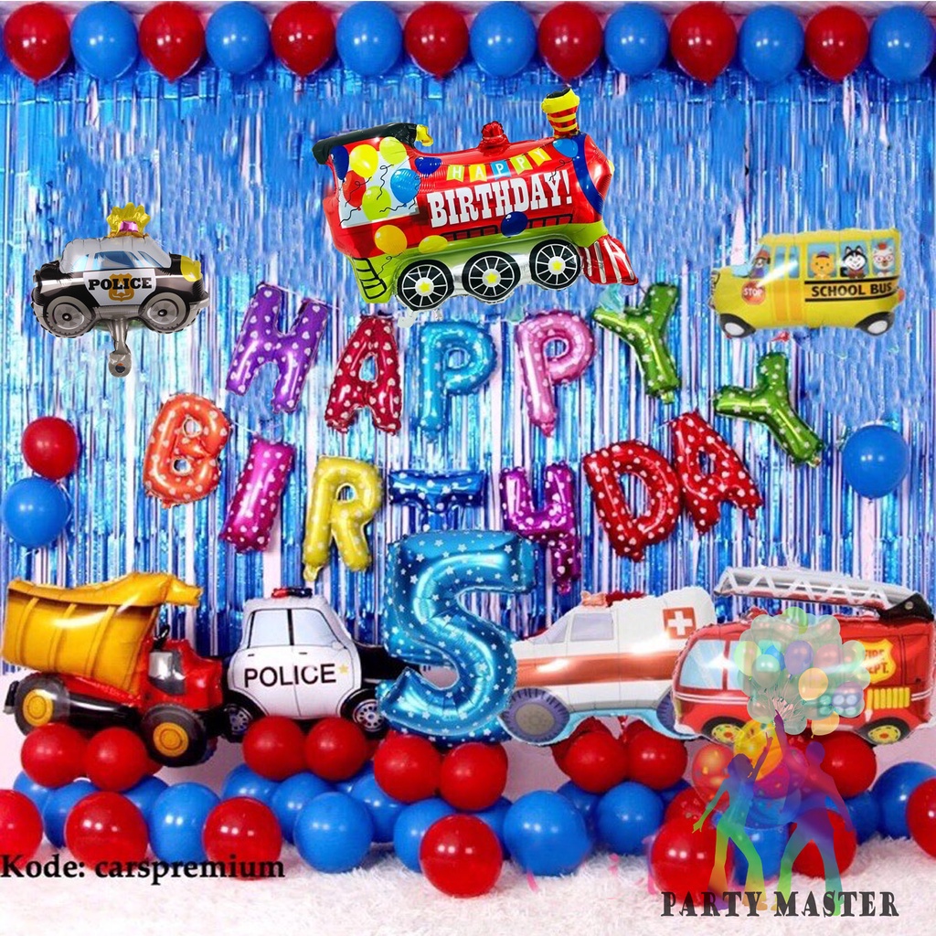 Jual Paket dekorasi simple banner ulang tahun anak tema mobil | Shopee ...