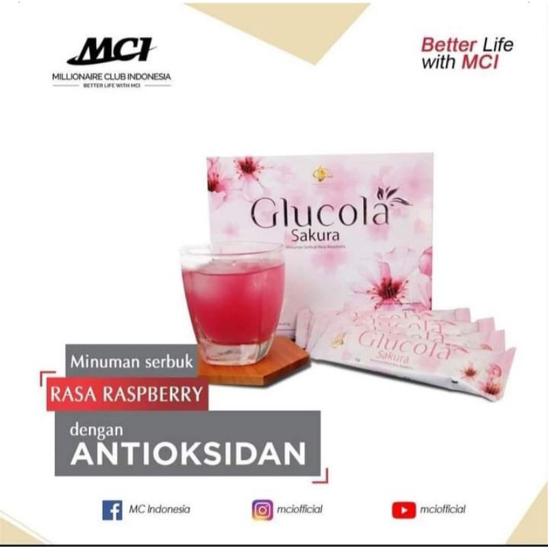 Jual GLUCOLA SAKURA (Minuman Serbuk Rasa Raspberry) | Shopee Indonesia