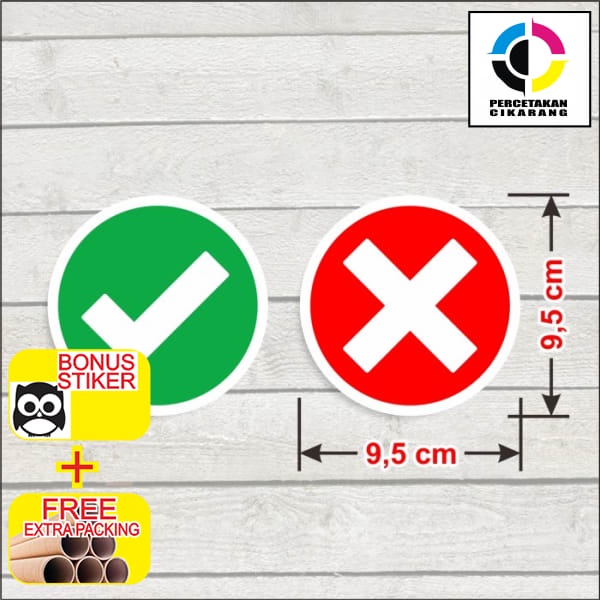 Jual Terlaris Stiker Sign Centang Silang Bundar Sticker Check Cross ...