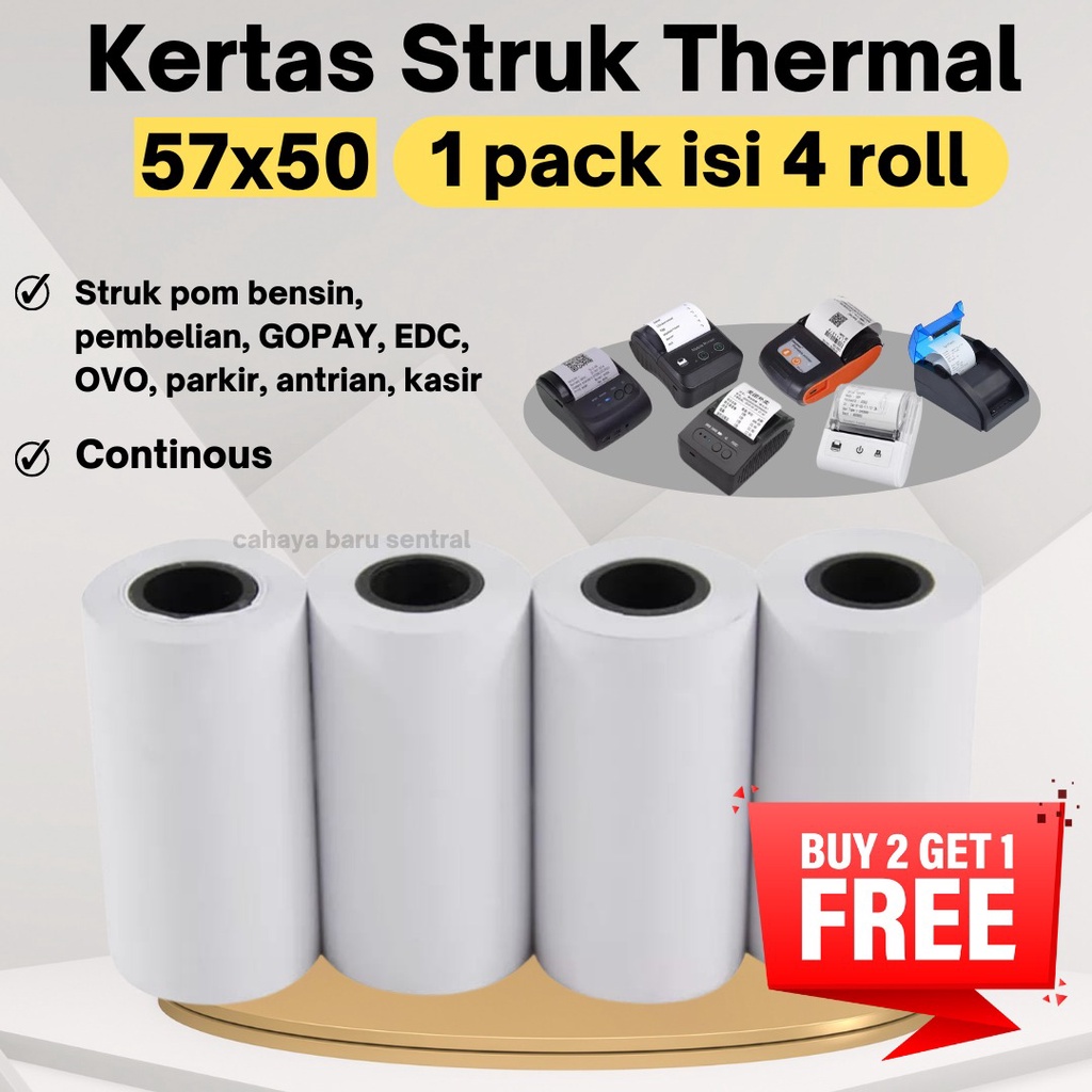 Jual Kertas Struk Kasir / Kertas Thermal 57x50 / Kertas Kasir Struk ... Jual Kertas Struk Kasir / Kertas Thermal 57x50 / Kertas Kasir Struk ...
