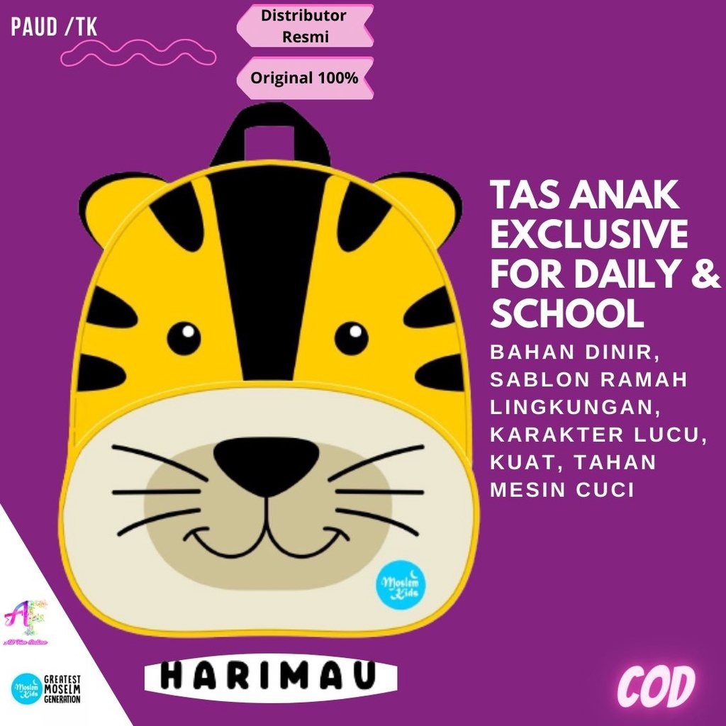 Jual Tas anak sekolah tk paud laki laki karakter hewan harimau paud tk ...