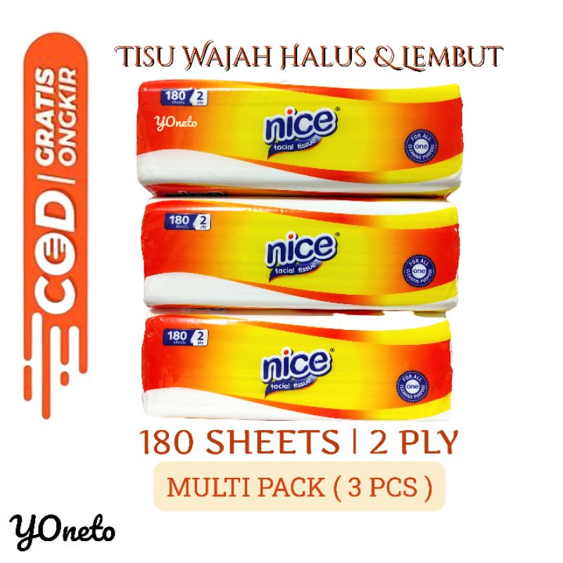 Jual Tisu / Tissue Nice 180 sheets 2Ply (3 pack) | Shopee Indonesia