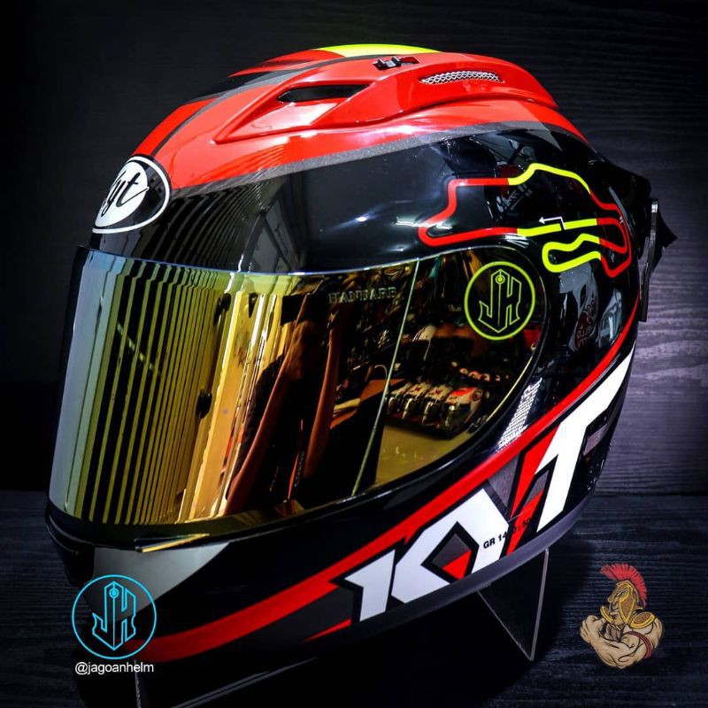 Jual HELM FULLFACE KYT RC7 SPAIN RED BLACK PAKET CAKEP | Shopee Indonesia