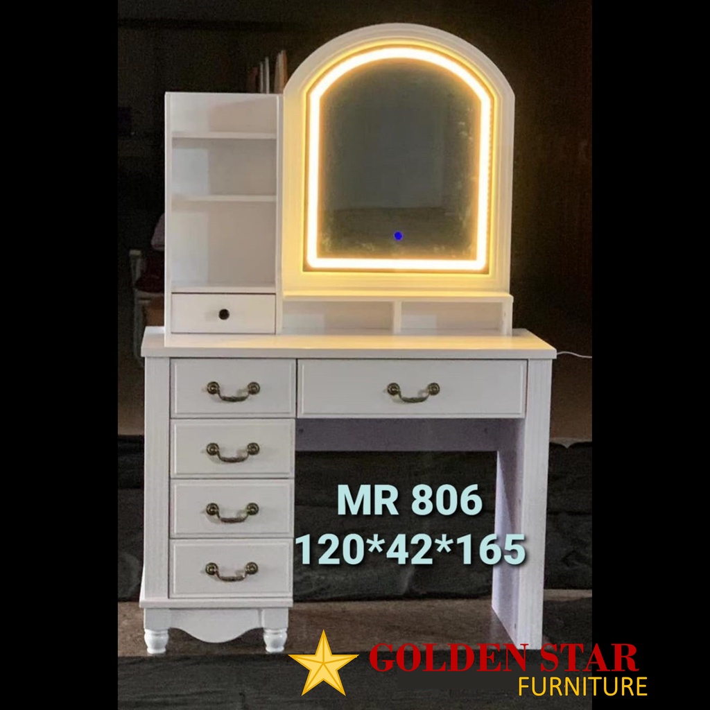 Jual Meja Rias 806 Minimalis Import Putih LED | Shopee Indonesia