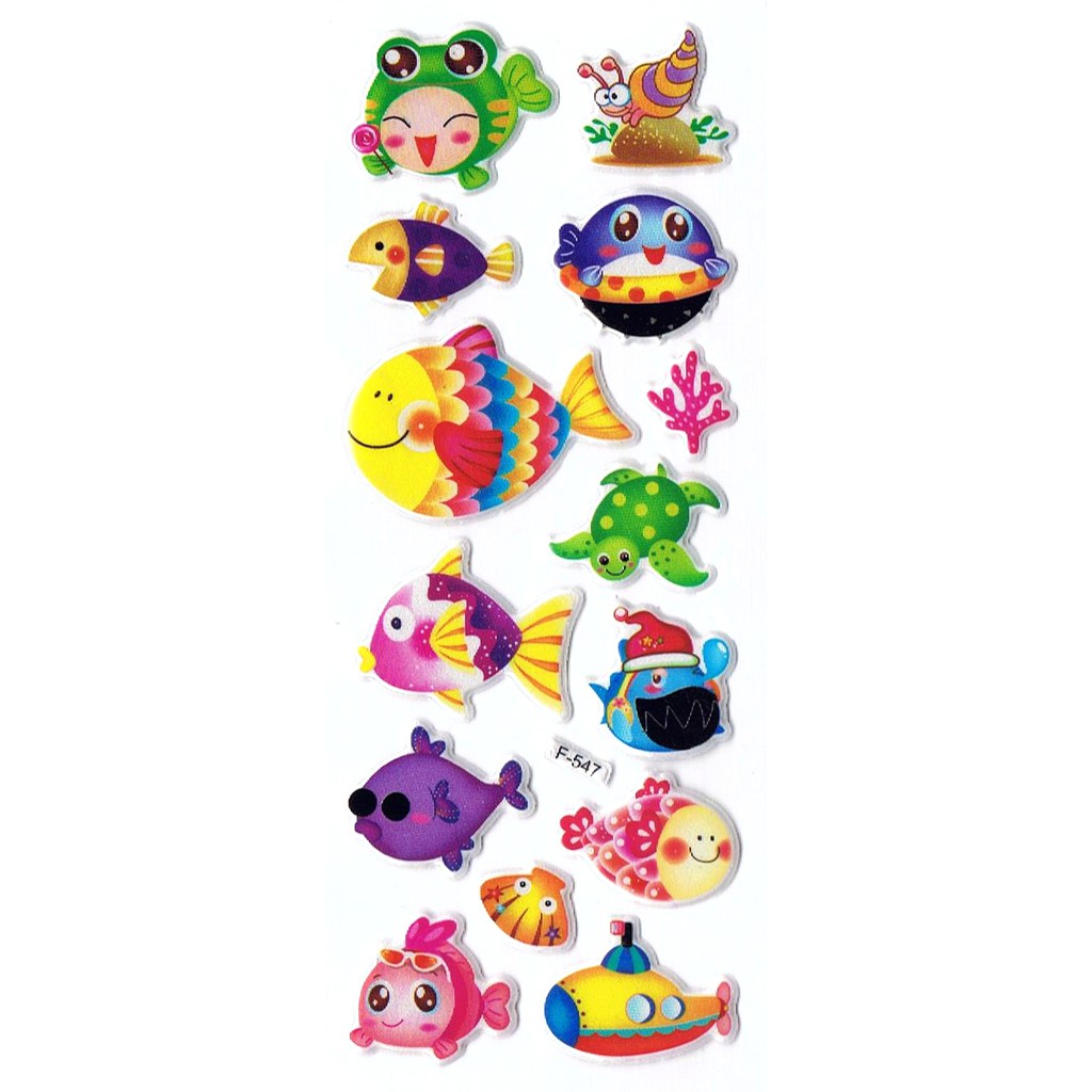 Jual SK517 Stiker Sticker Timbul Set Strip Aneka Gambar Kartun Ikan ...
