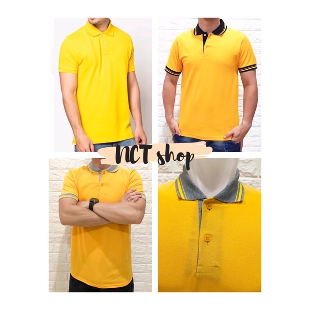 Jual Polo Shirt KUNING / PoloShirt / Kaos Kerah Polos Kombinasi Unisex | Shopee Indonesia