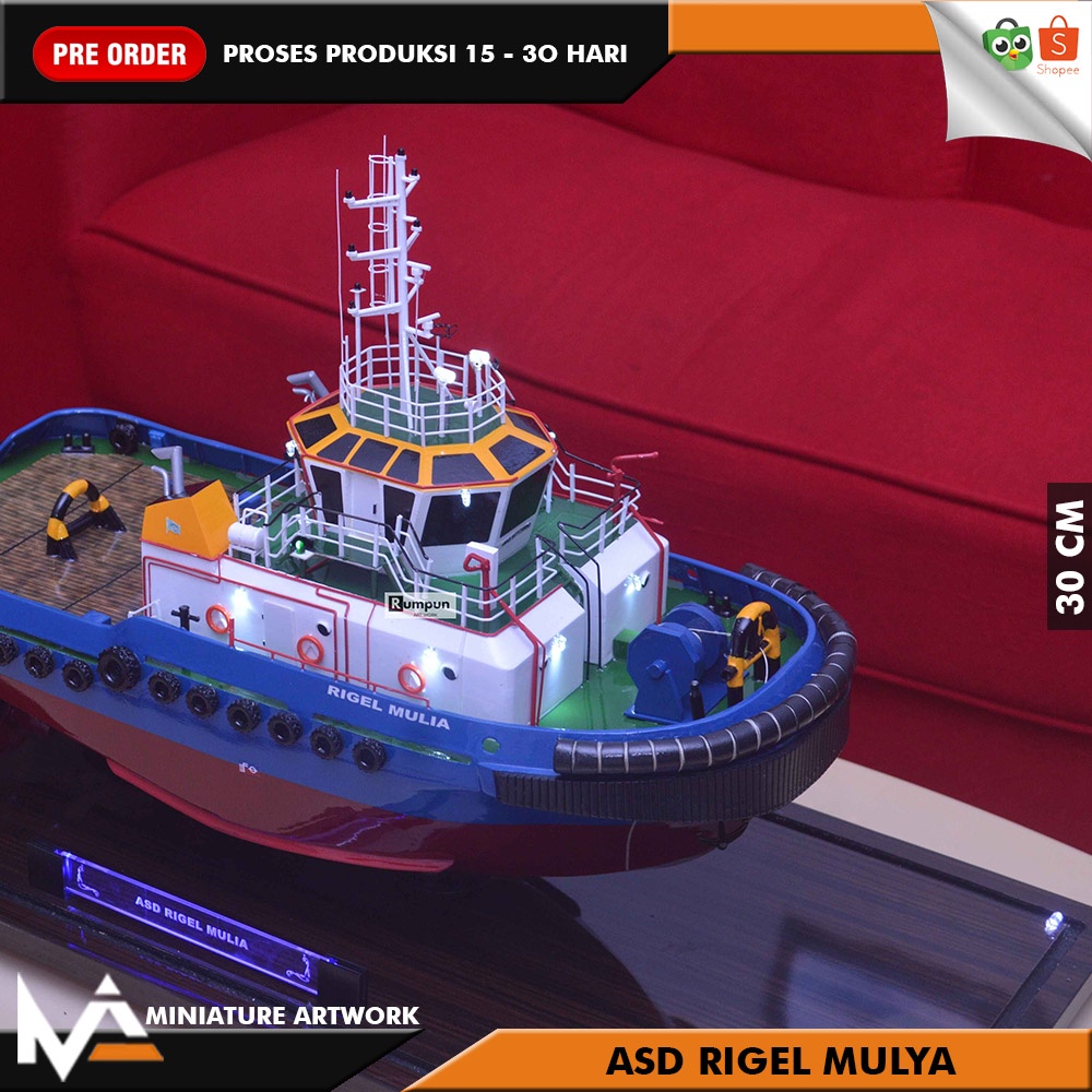 Jual (PRE-ORDER) MINIATUR KAPAL TUGBOAT ASD RIGEL MULYA 30 CM I ...