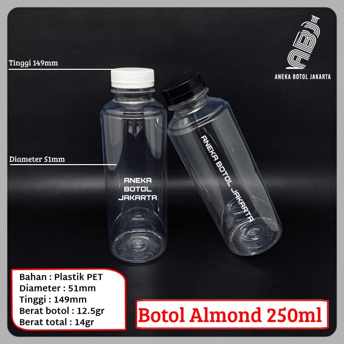 Jual Botol almond 250ml tutup SN / Botol plastik 250 ml tutup SN ...