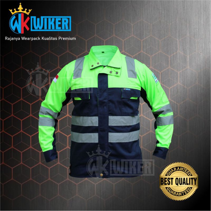 Jual Wearpack Safety Navy Hijau - Semi Jaket Hijau - Baju Proyek Navy ...