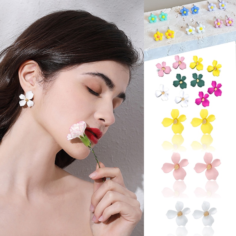 Jual Anting Bunga Permen Warna Manis / Statement Earrings Candy Color ...