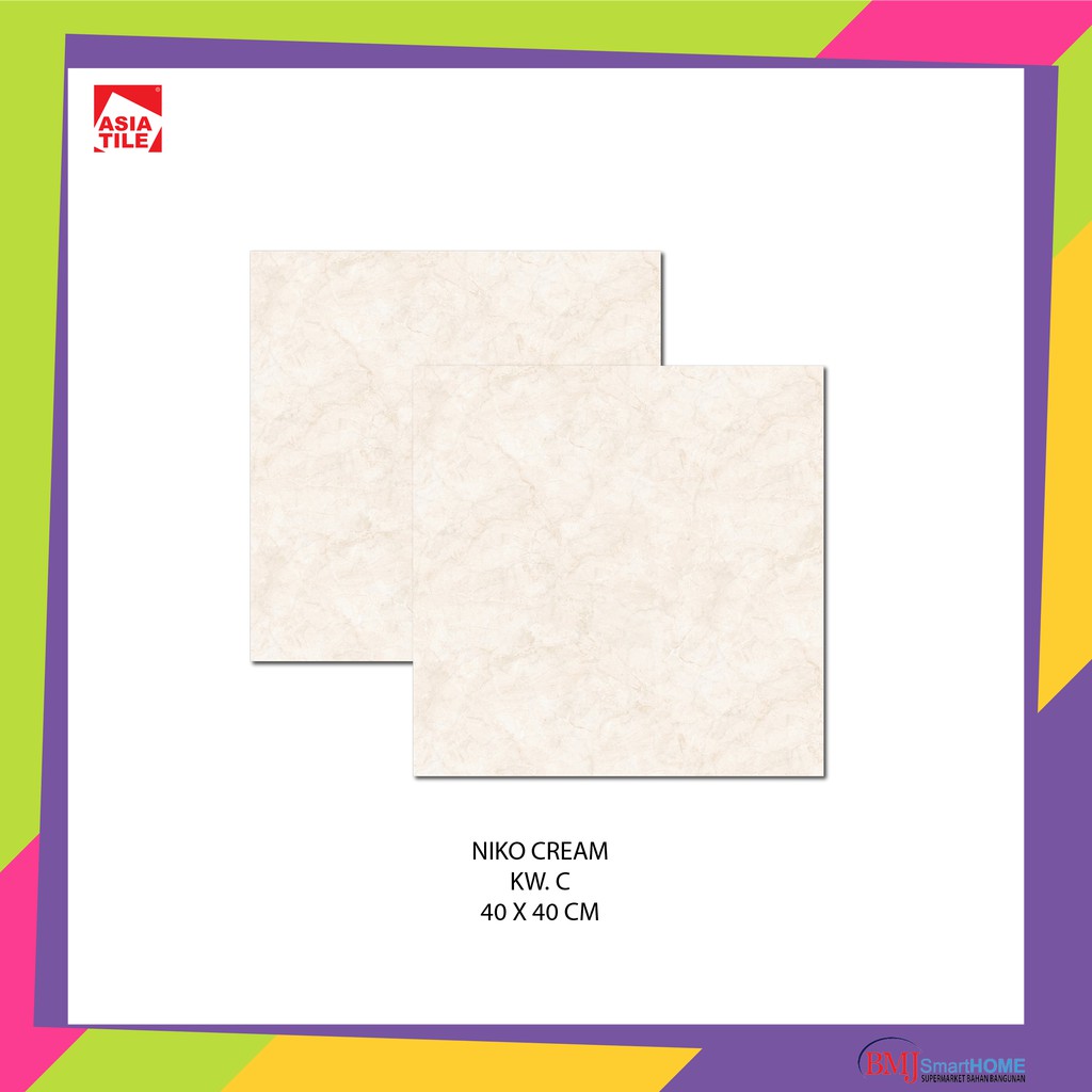 Jual KERAMIK LANTAI & DINDING ASIA TILE NIKO CREAM 40 X 40 CM KW.C ...