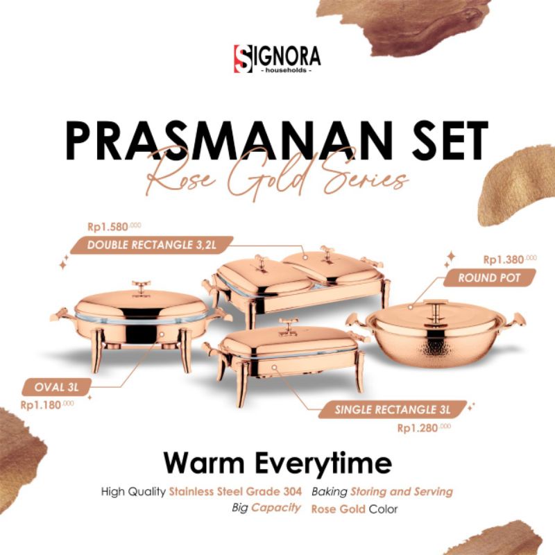Jual Signora Prasmanan Set Rose Gold/Food Warmer/Buffet Server | Shopee ...