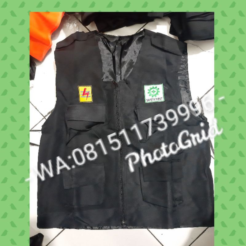 Jual rompi pln hitam tanpa krah#rompi safety | Shopee Indonesia